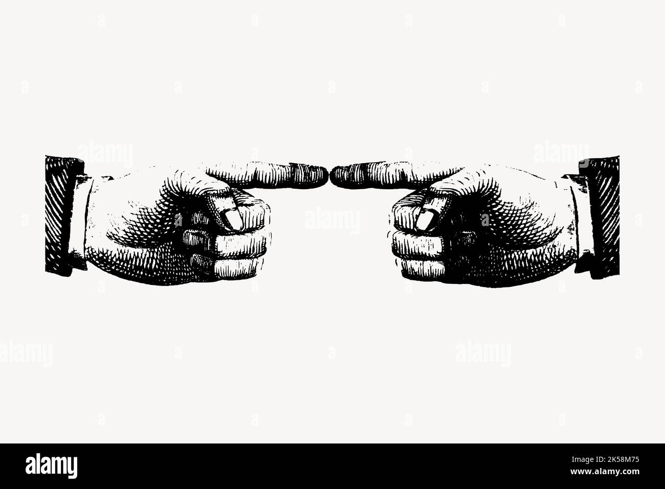 Fingers pointing each other clipart, vintage self-reflection ...