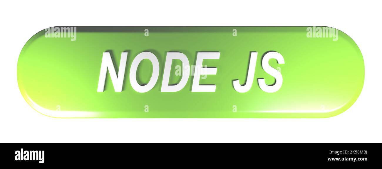 Green rounded rectangular button for NODE JS - 3D rendering ... Green rounded rectangular button for NODE JS - 3D rendering ...