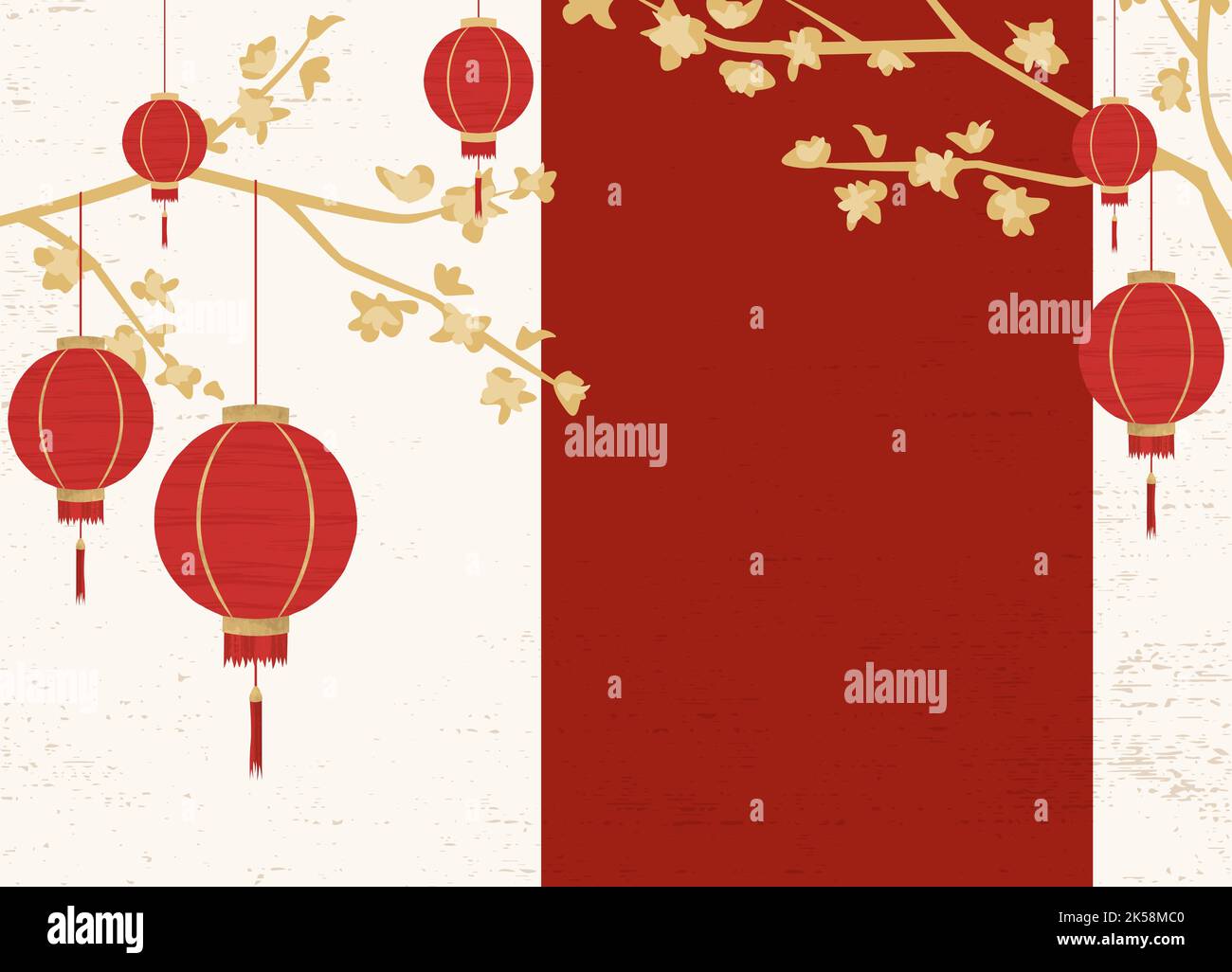 Chinese new year lanterns and copy space, in a cut paper style with ...