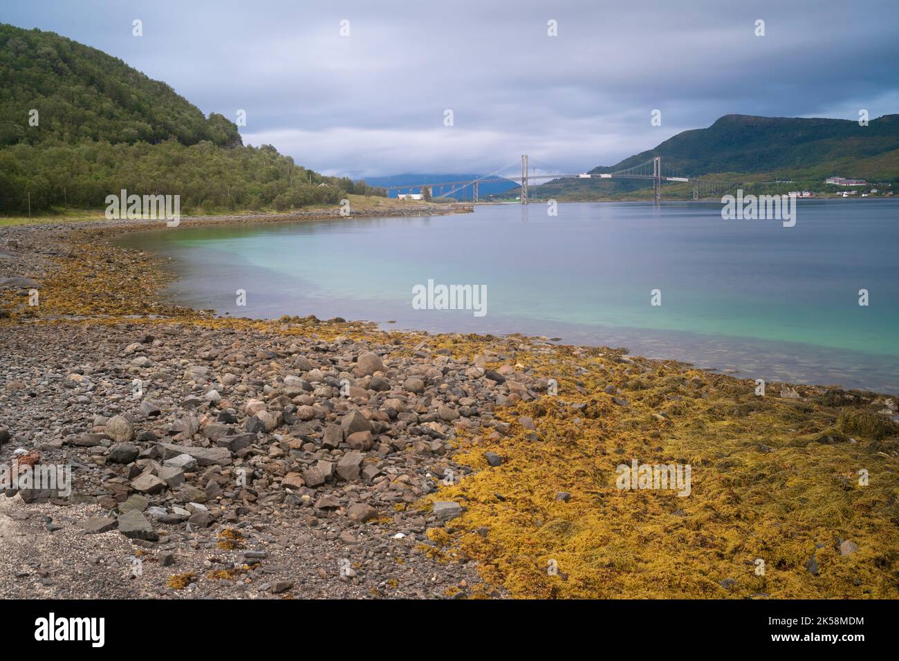 bridge connecting two islands in the fiords of Lofoten islands , Norway ...