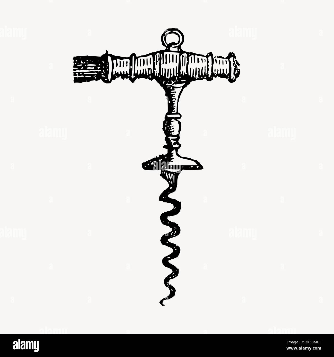 Corkscrew drawing, vintage object illustration vector Stock Vector ...