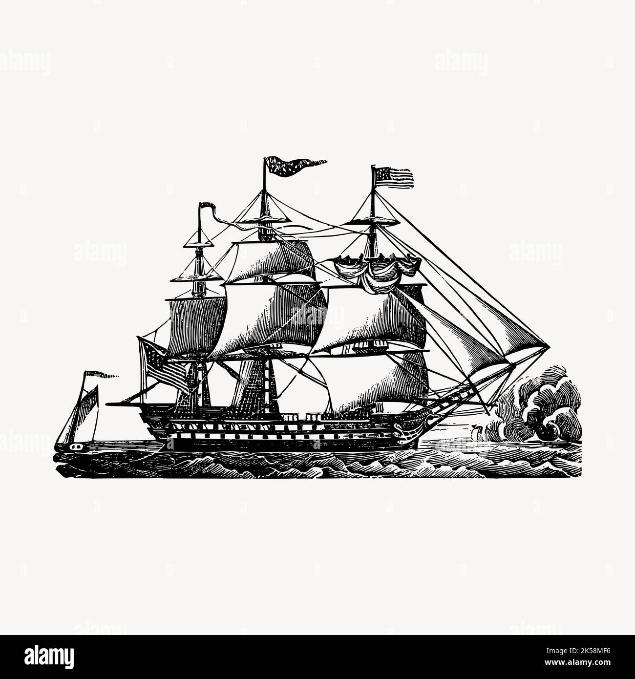 Ship drawing, vintage vehicle illustration vector Stock Vector Image ...