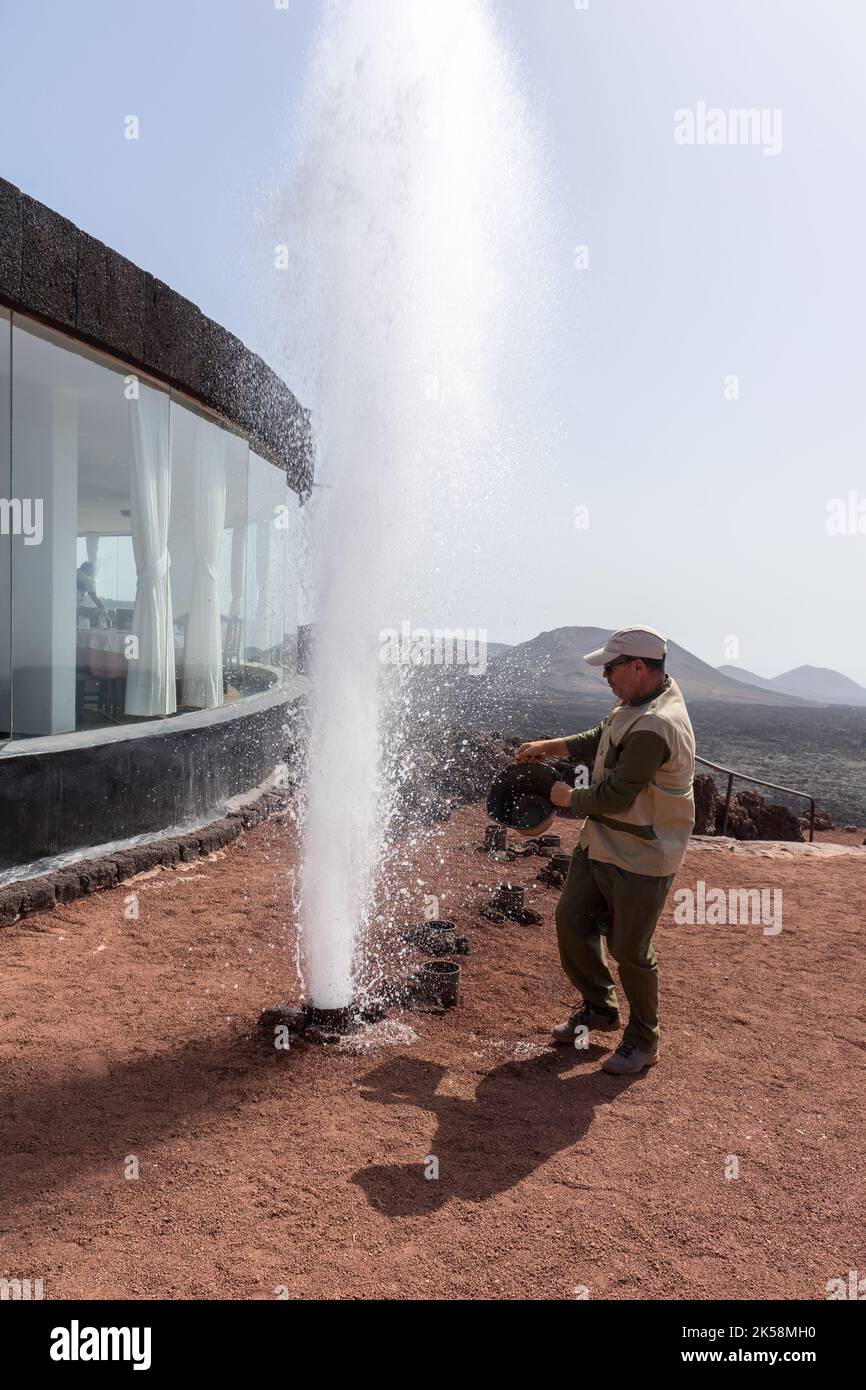 Timanfaya National Park, a famous attraction for tourists with the ...