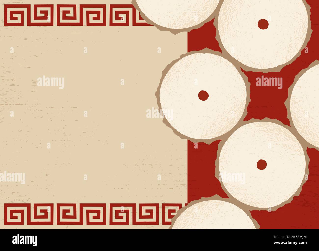 Traditional Chinese new year sticky rice cakes, in a cut paper style ...