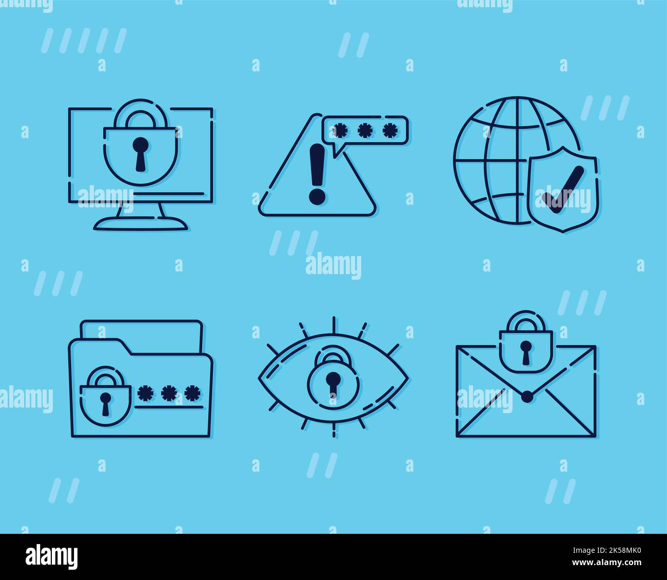 cyber security set six icons Stock Vector Image & Art - Alamy