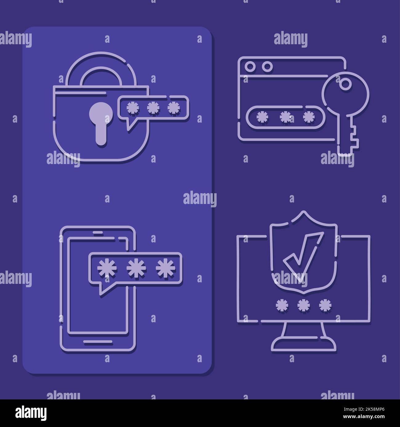 cyber security set four icons Stock Vector Image & Art - Alamy