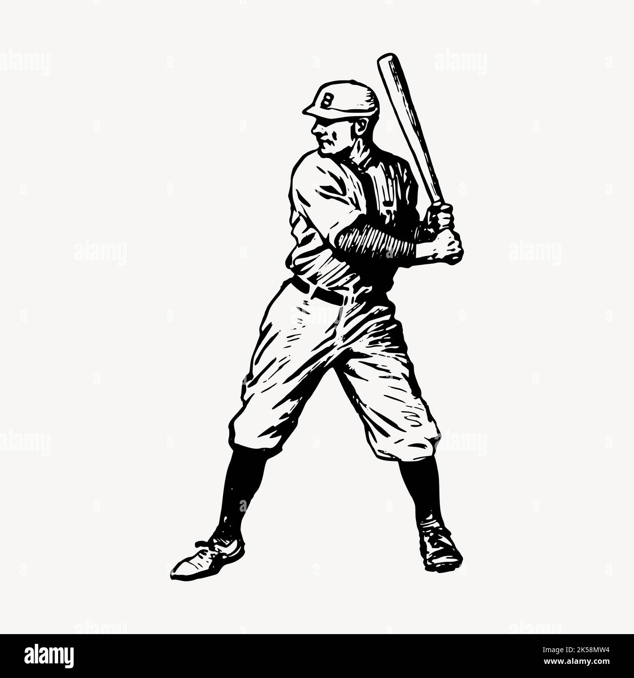 Baseball player drawing, vintage sport illustration vector Stock Vector ...