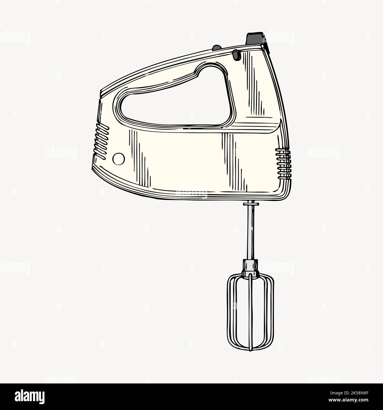 Kitchen hand mixer drawing, collage element vector Stock Vector Image ...