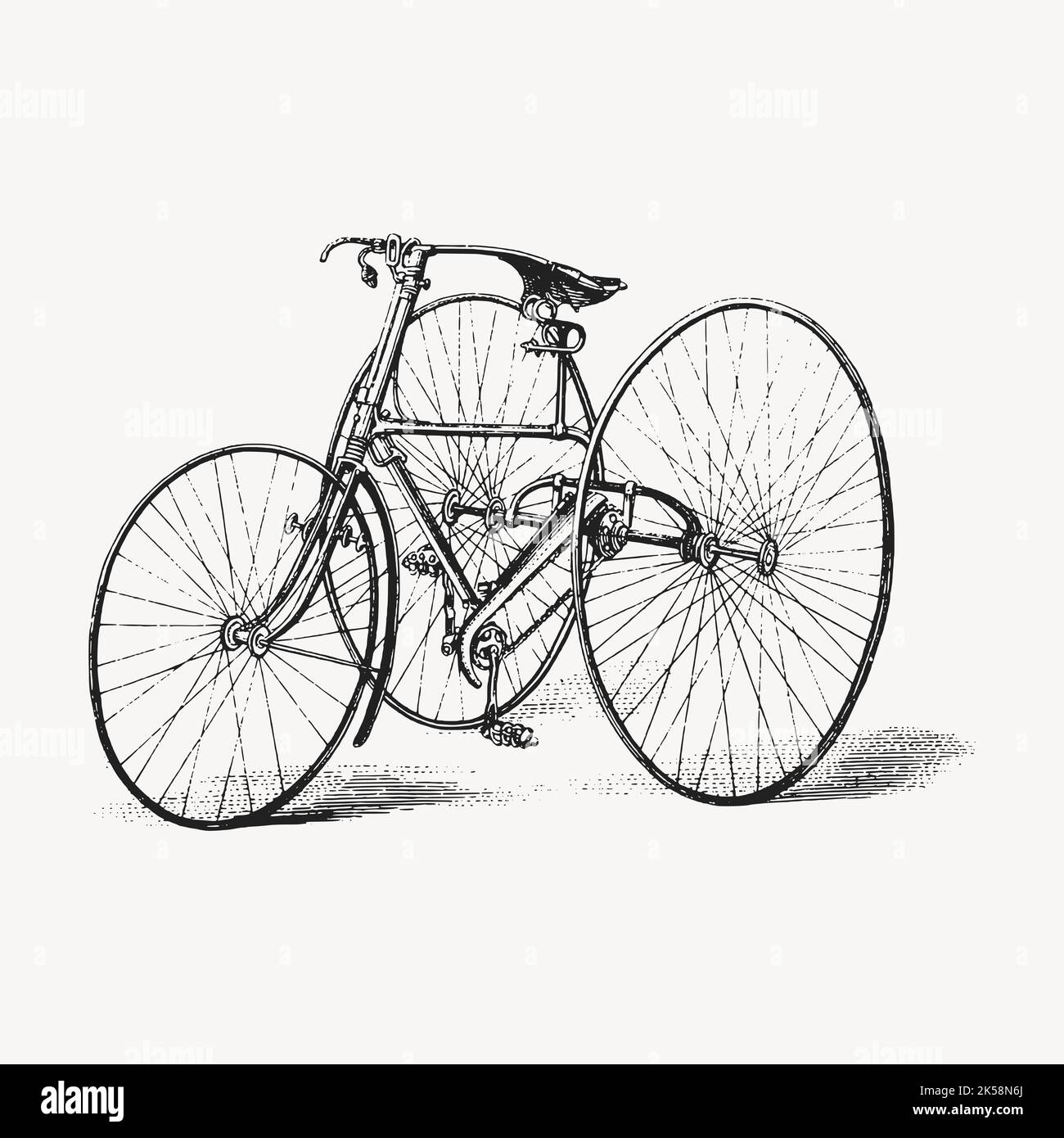 Tricycle drawing, vintage vehicle illustration vector Stock Vector ...