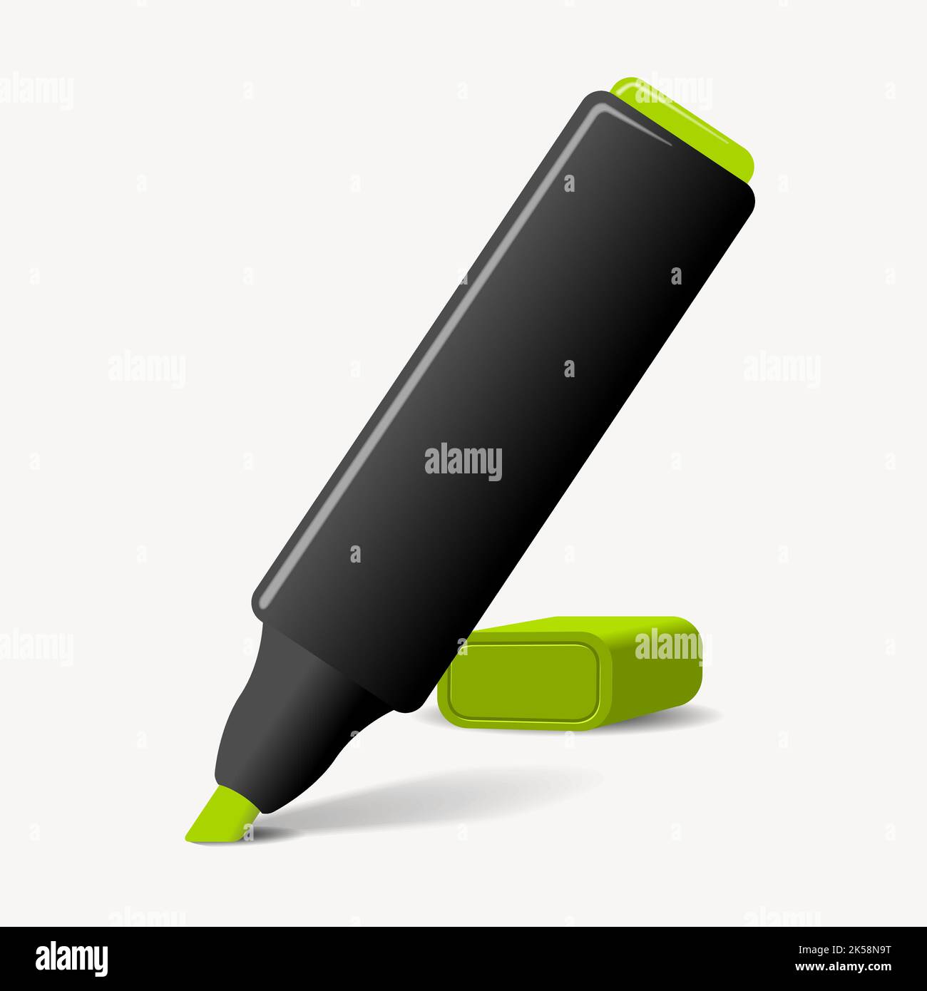 Green highlighter pen clipart, illustration vector Stock Vector Image ...