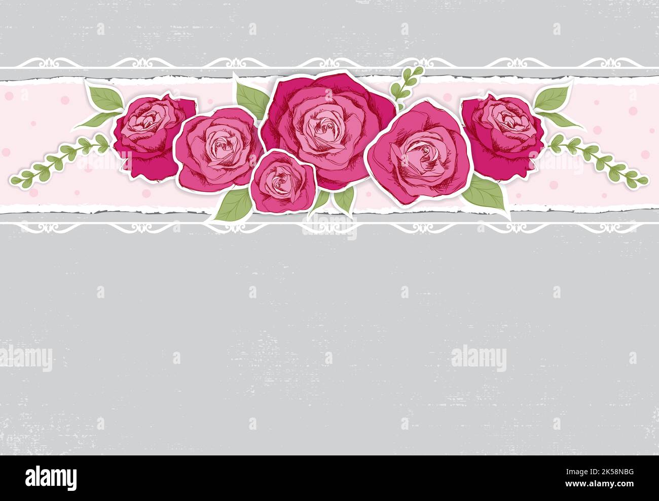 Hand sketched roses and lace in paper layer style Stock Vector Image ...