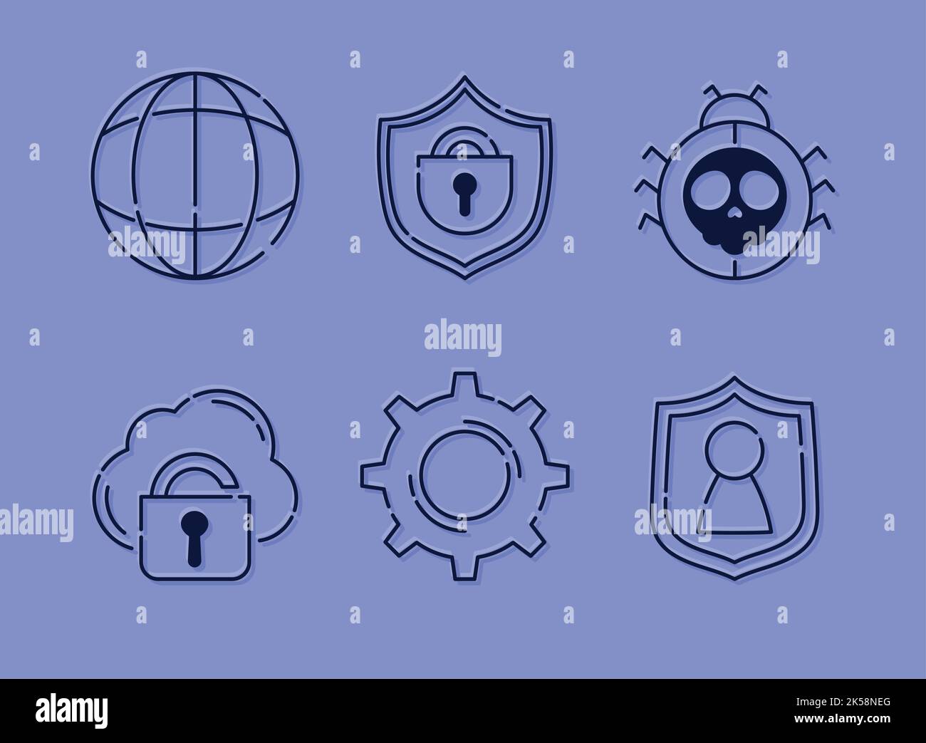 six cyber security set icons Stock Vector Image & Art - Alamy