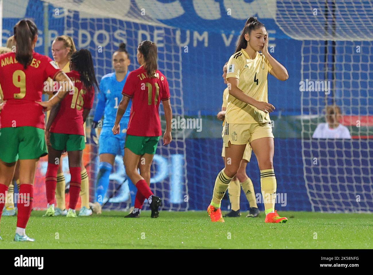 Portugal, October 2022, Belgium's Amber Tysiak and leaves the field ...