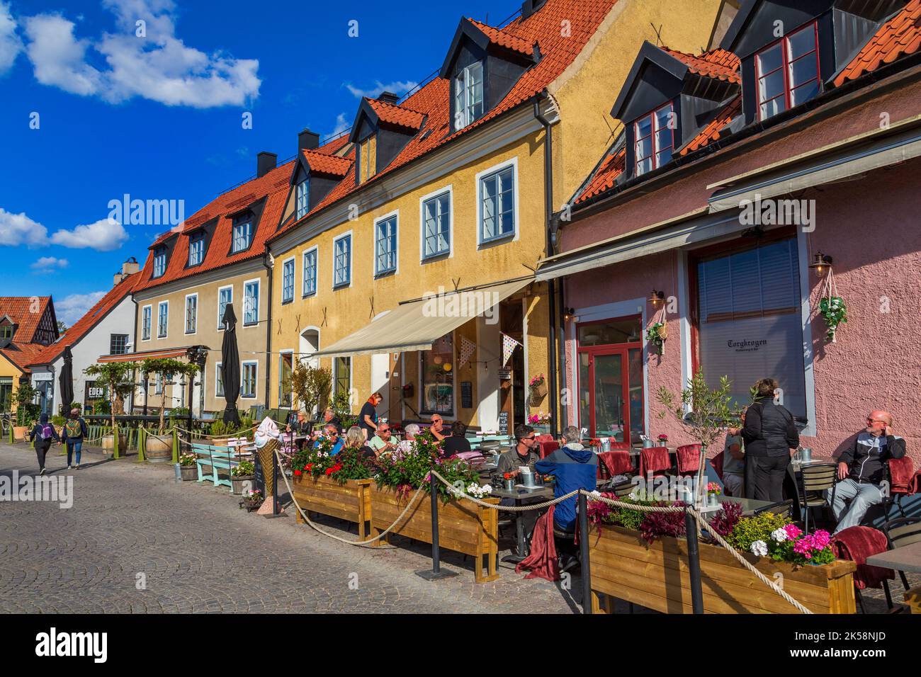 Cafe in Stora Torget, Visby City, Gotland, Sweden Stock Photo - Alamy
