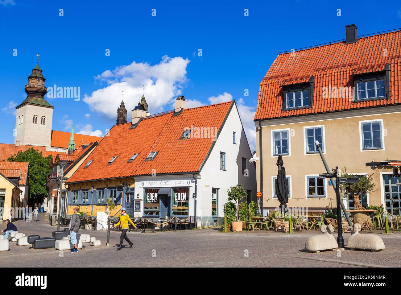 Cafe in Stora Torget, Visby City, Gotland, Sweden Stock Photo - Alamy