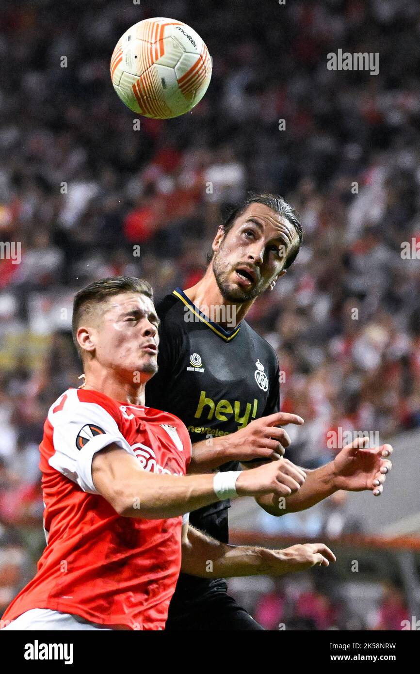 Braga, Portugal, 06/10/2022, Braga's Vitor Vitinha and Union's ...