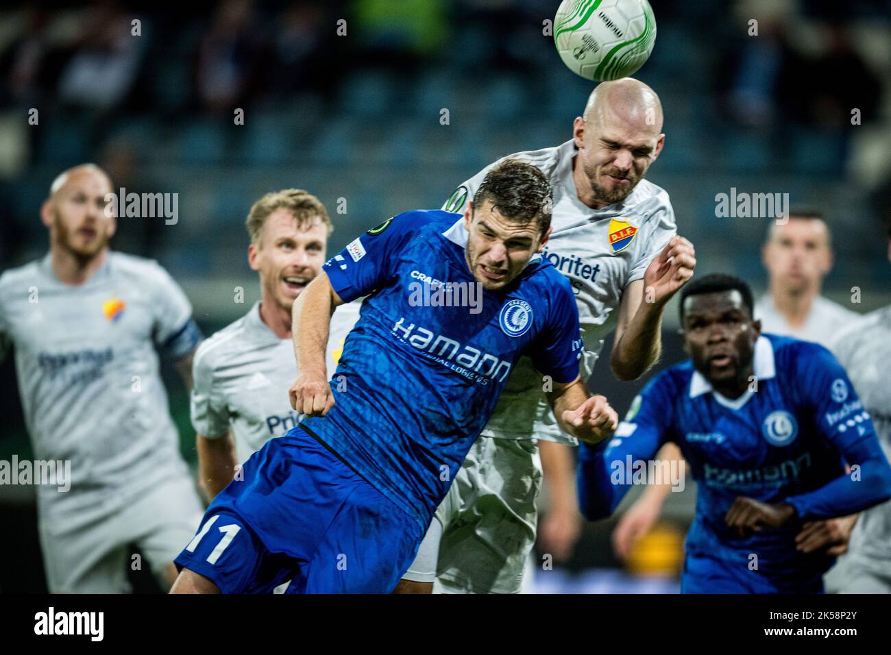 Gent, Belgium, 06/10/2022, Gent's Hugo Cuypers and Djurgardens' Marcus ...
