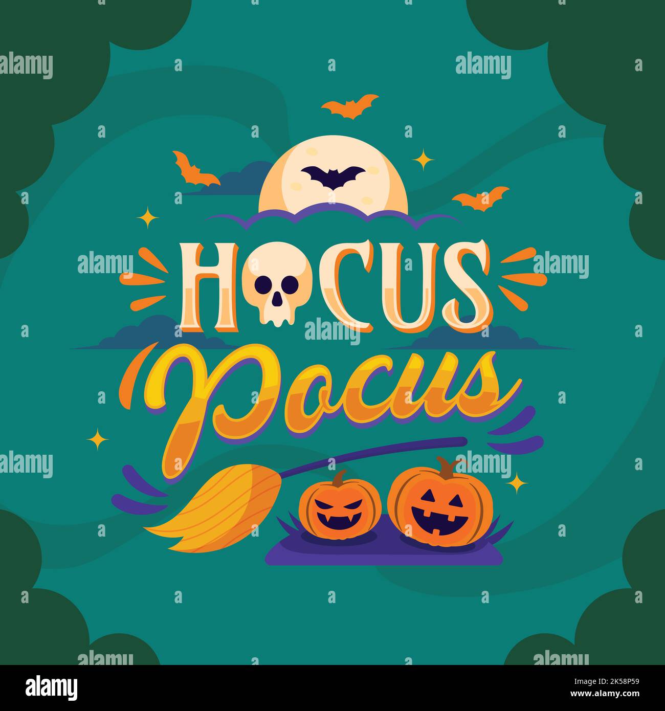 flat halloween hocus pocus lettering vector design illustration Stock ...