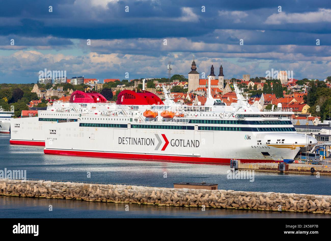Ferry in Visby Port, Gotland, Sweden Stock Photo - Alamy