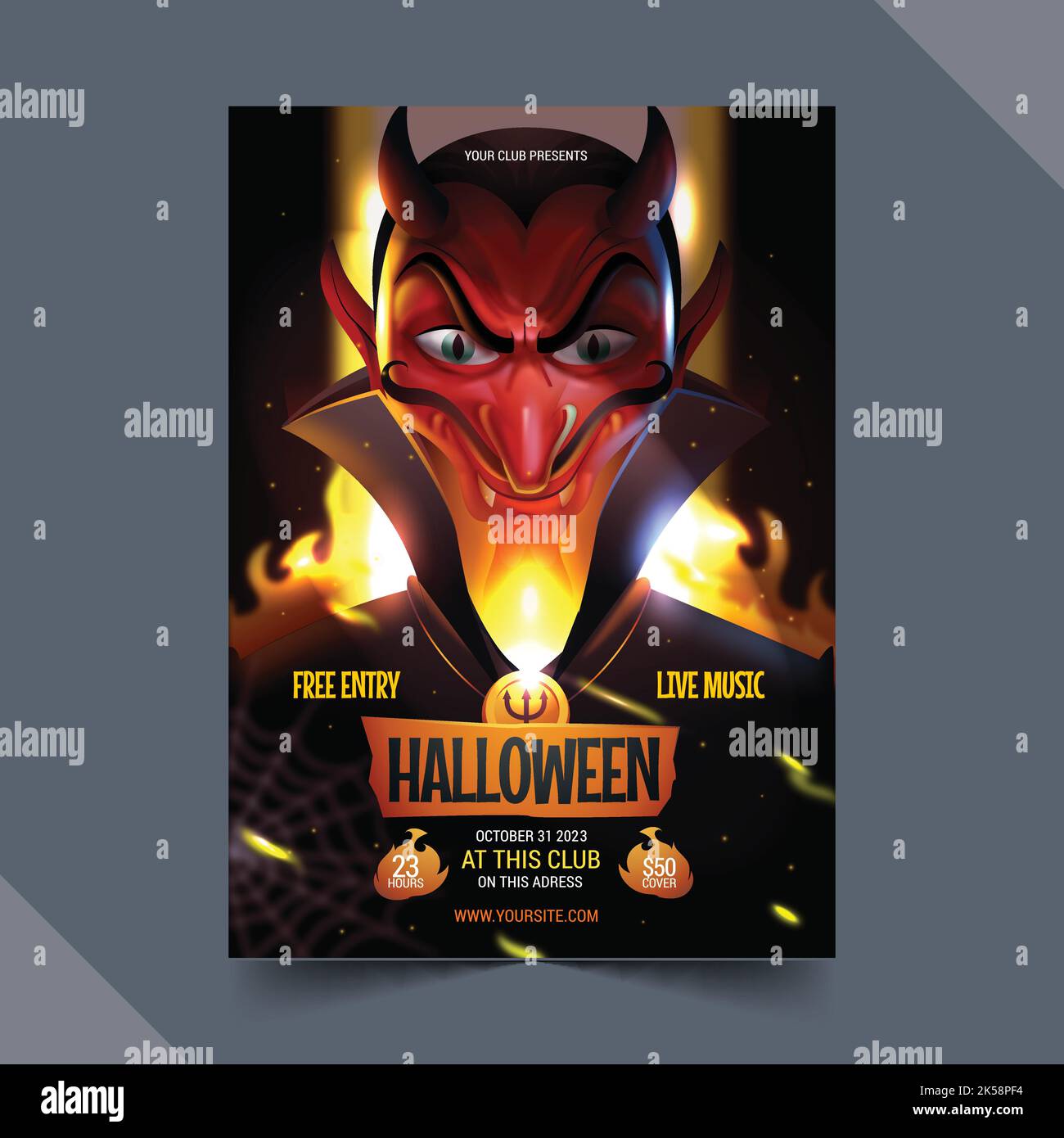 halloween vertical poster template vector design illustration Stock ...