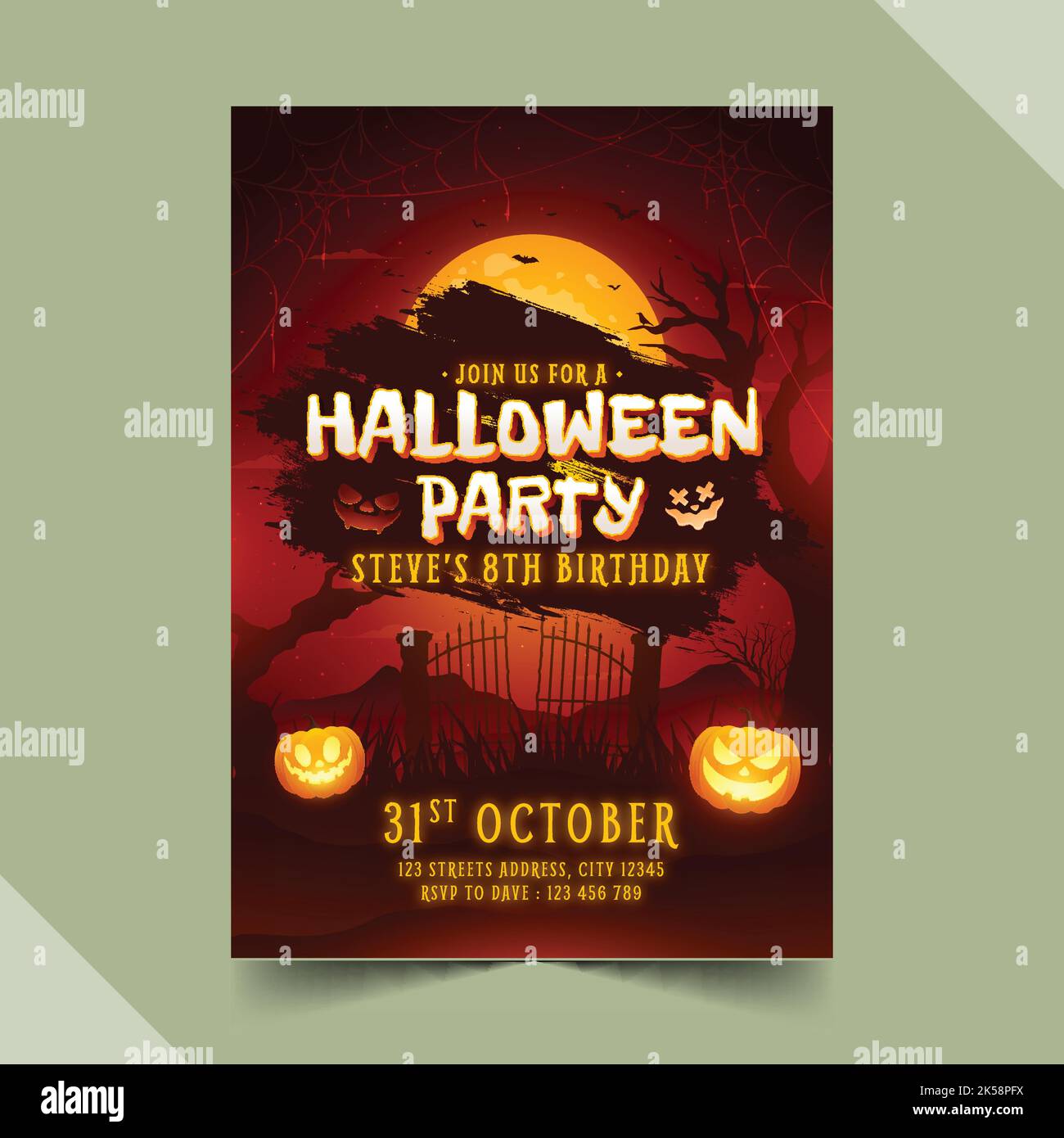 halloween party invitation template vector design illustration Stock ...