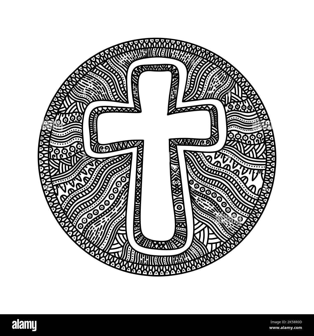 Christian doodle illustration. The Cross of the Lord and Savior Jesus ...