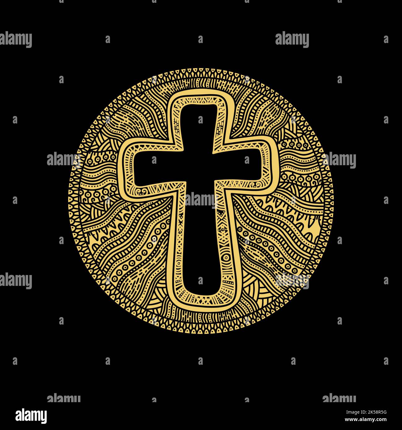 Christian doodle illustration. The Cross of the Lord and Savior Jesus ...