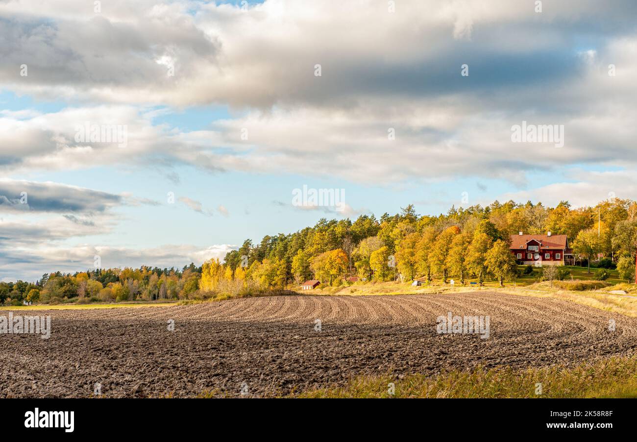Autumn in the countryside of county Östergötland, Sweden Stock Photo ...