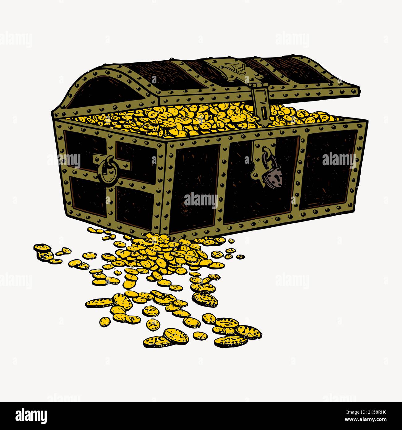 Treasure chest clipart, object illustration vector Stock Vector Image ...