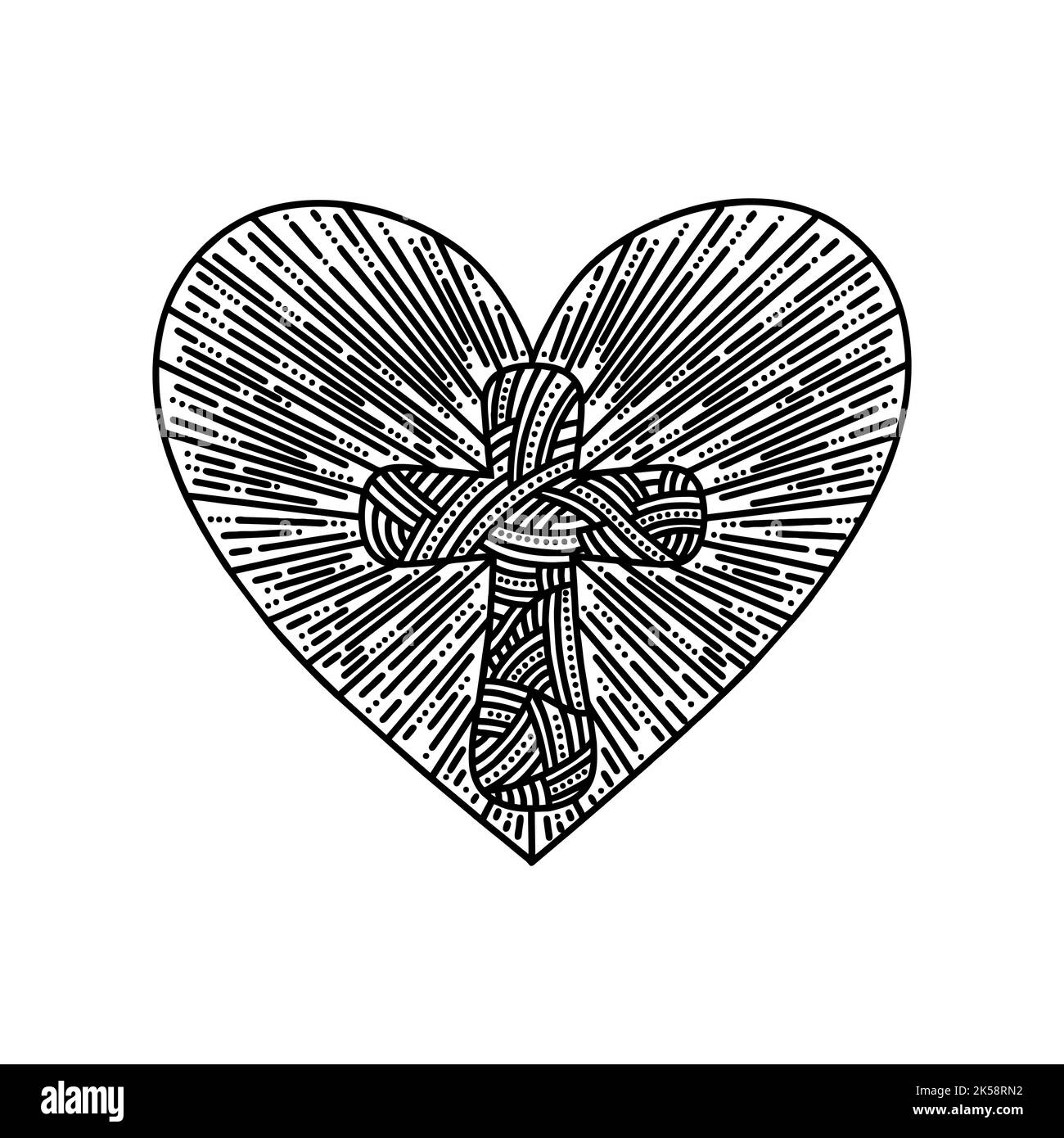 Christian doodle illustration. The cross of Jesus Christ drawn inside ...