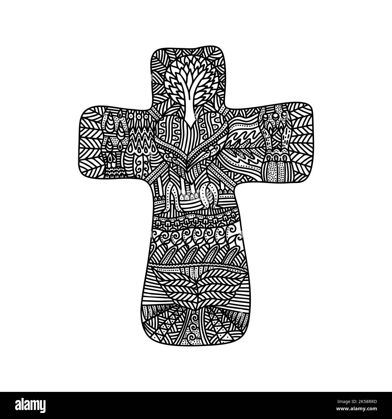 Christian doodle illustration. The Cross of the Lord and Savior Jesus ...