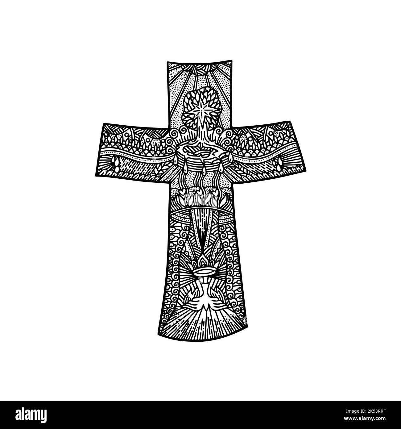 Christian doodle illustration. The Cross of the Lord and Savior Jesus ...