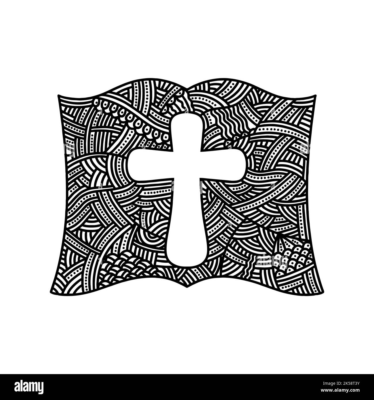 Christian doodle illustration. The Cross of Jesus Christ inside the ...