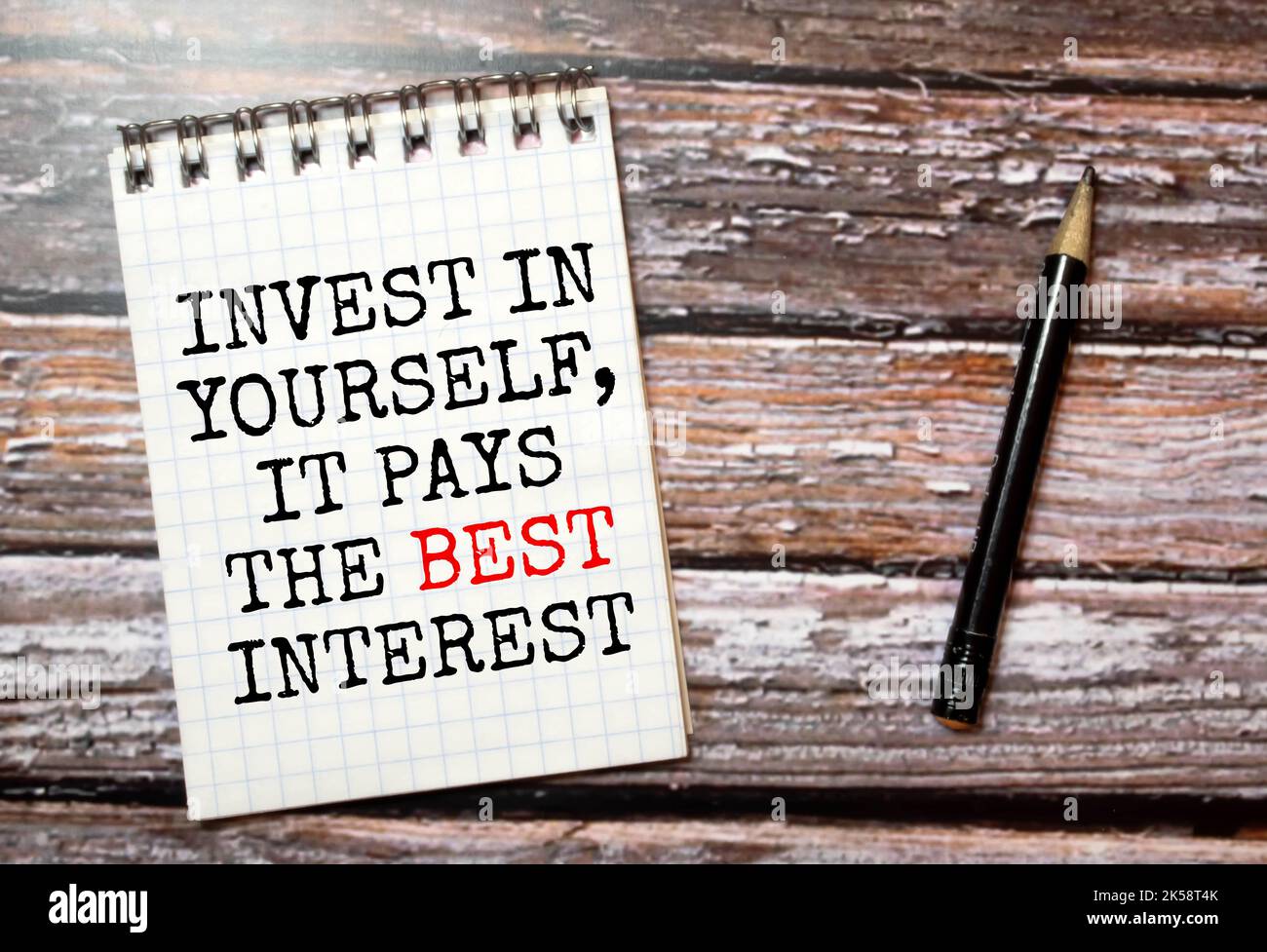 Text Invest in Yourself It pays the best interest written in notepad ...