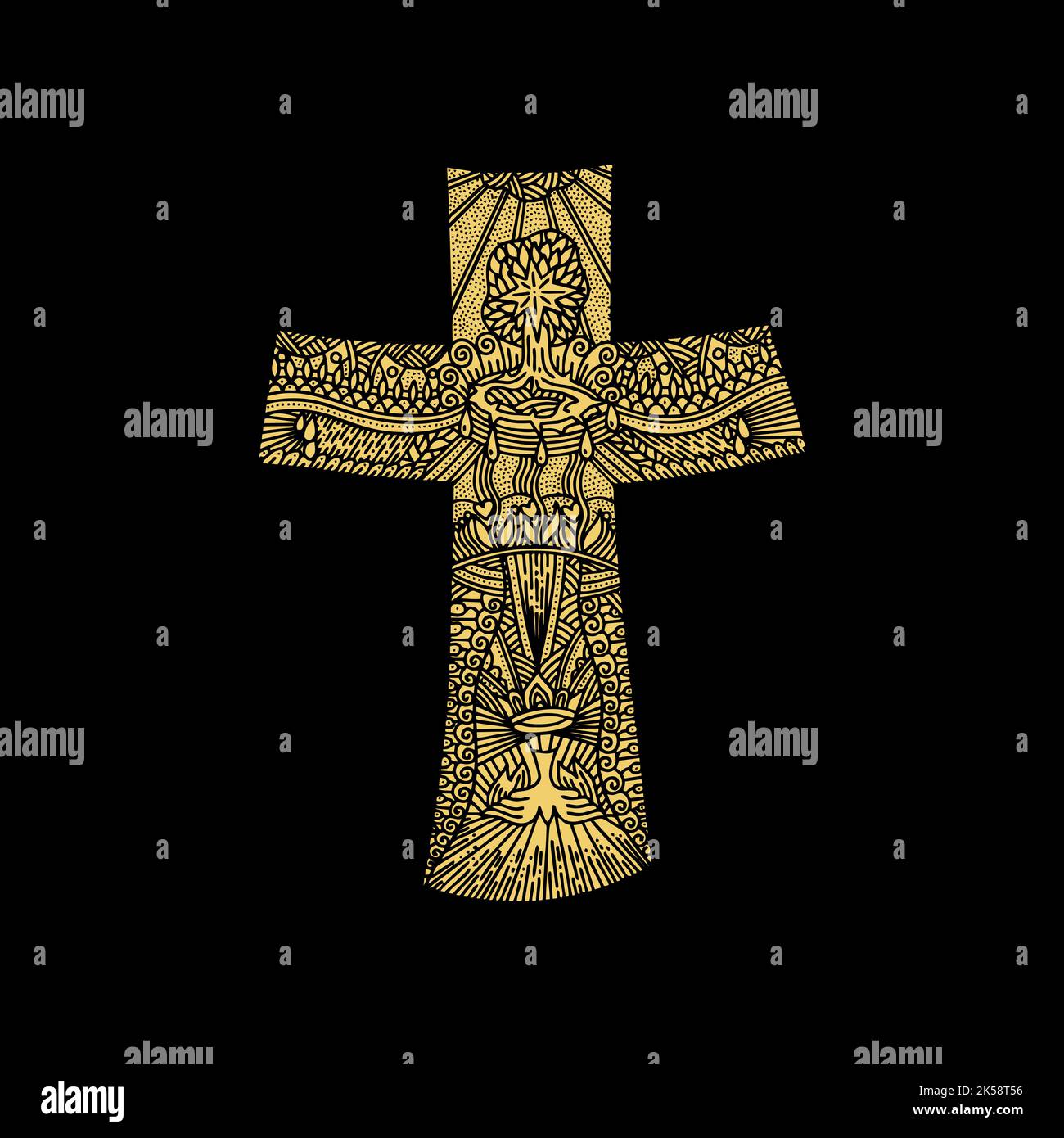 Christian doodle illustration. The Cross of the Lord and Savior Jesus ...