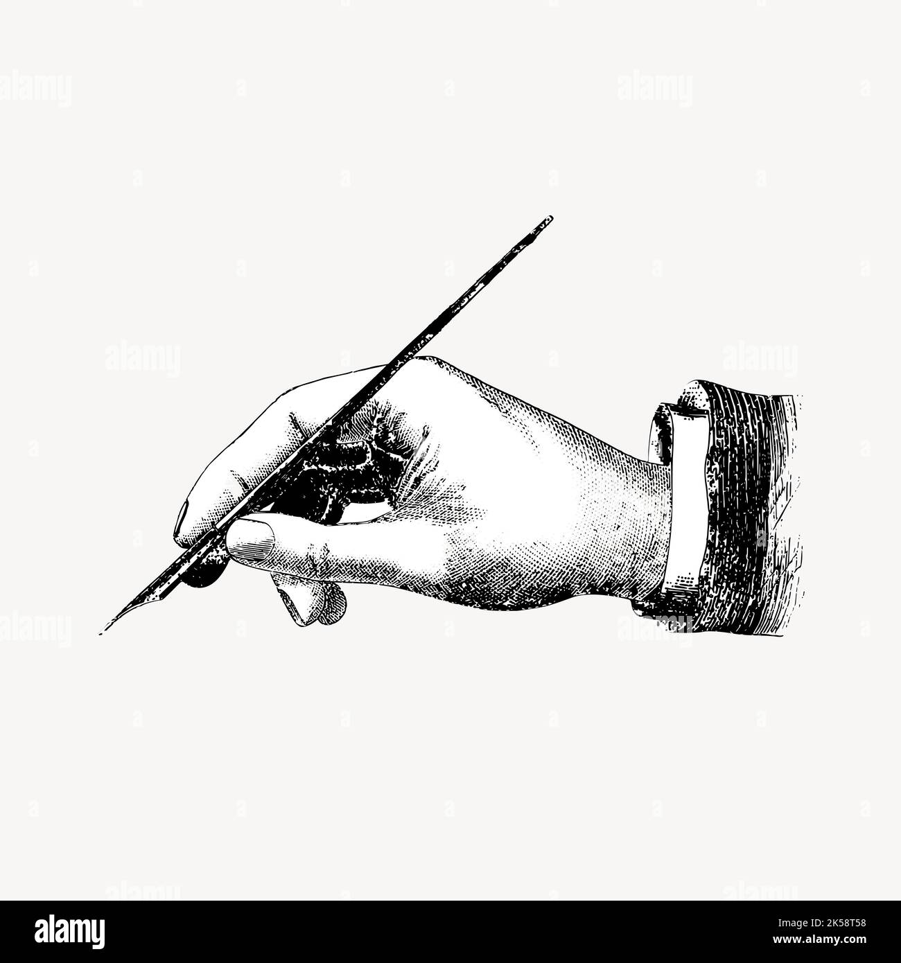 Hand holding pen clipart, vintage literature illustration vector Stock ...