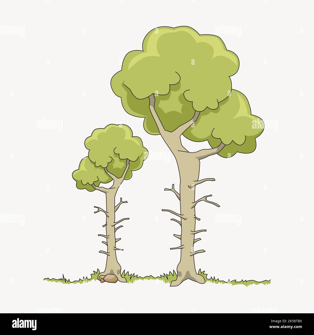 Two trees collage element, nature illustration vector Stock Vector ...