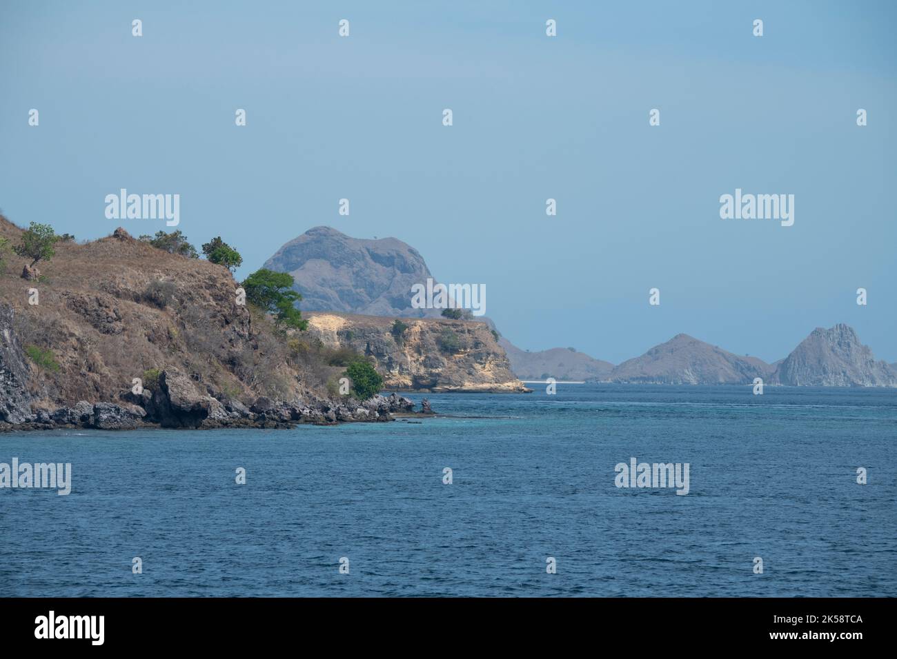 Indonesia, Komodo Island, Komodo National Park. Countryside view of ...