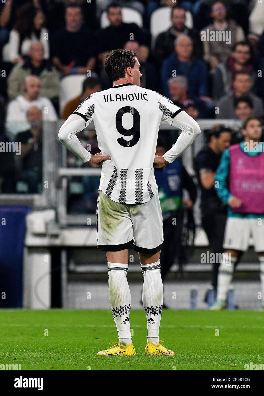 Dusan Vlahovic of Juventus FC reacts during the UEFA Champions League ...