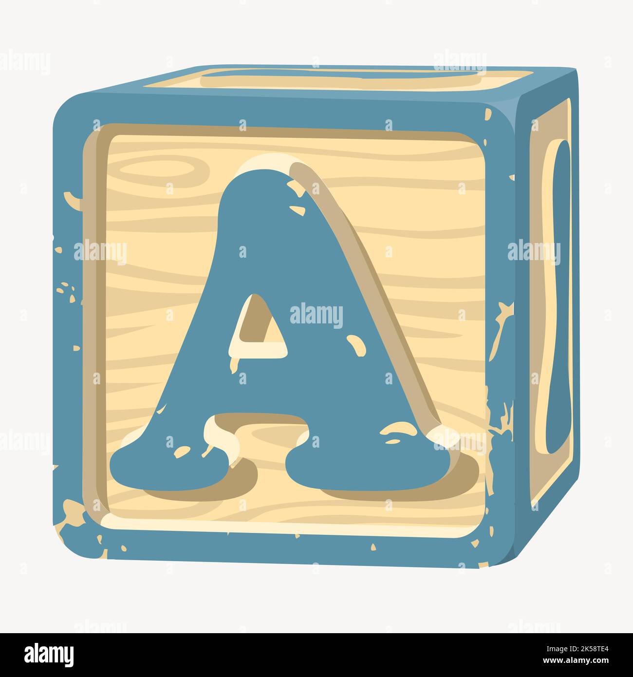 Wooden letter block clipart, kid toy illustration vector Stock Vector ...