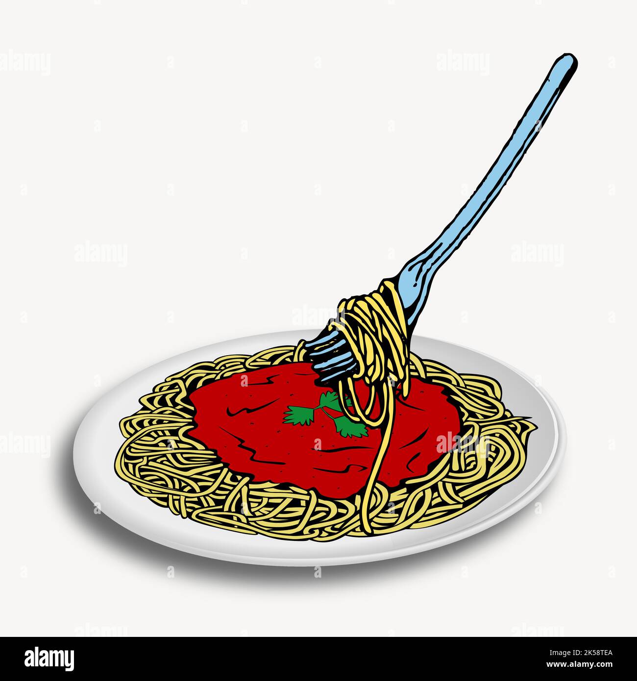 Spaghetti collage element, food illustration vector Stock Vector Image ...