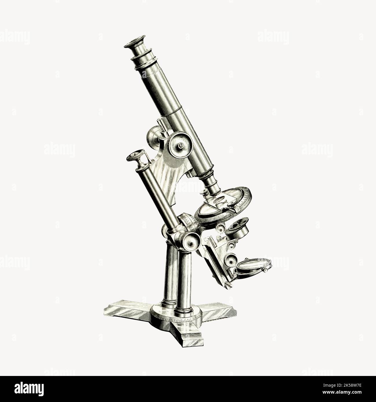 Microscope clipart, vintage laboratory instrument illustration vector ...
