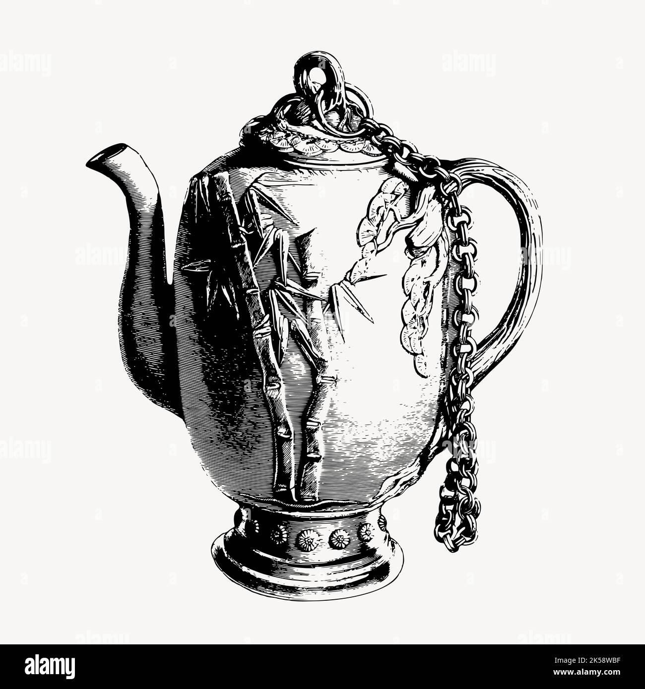 Antique teapot clipart, vintage object illustration vector Stock Vector ...