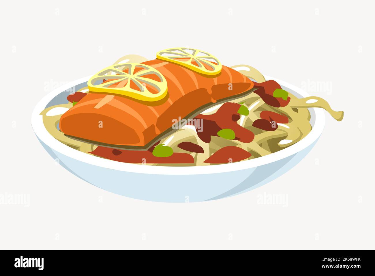 Salmon food collage element, food illustration vector Stock Vector ...