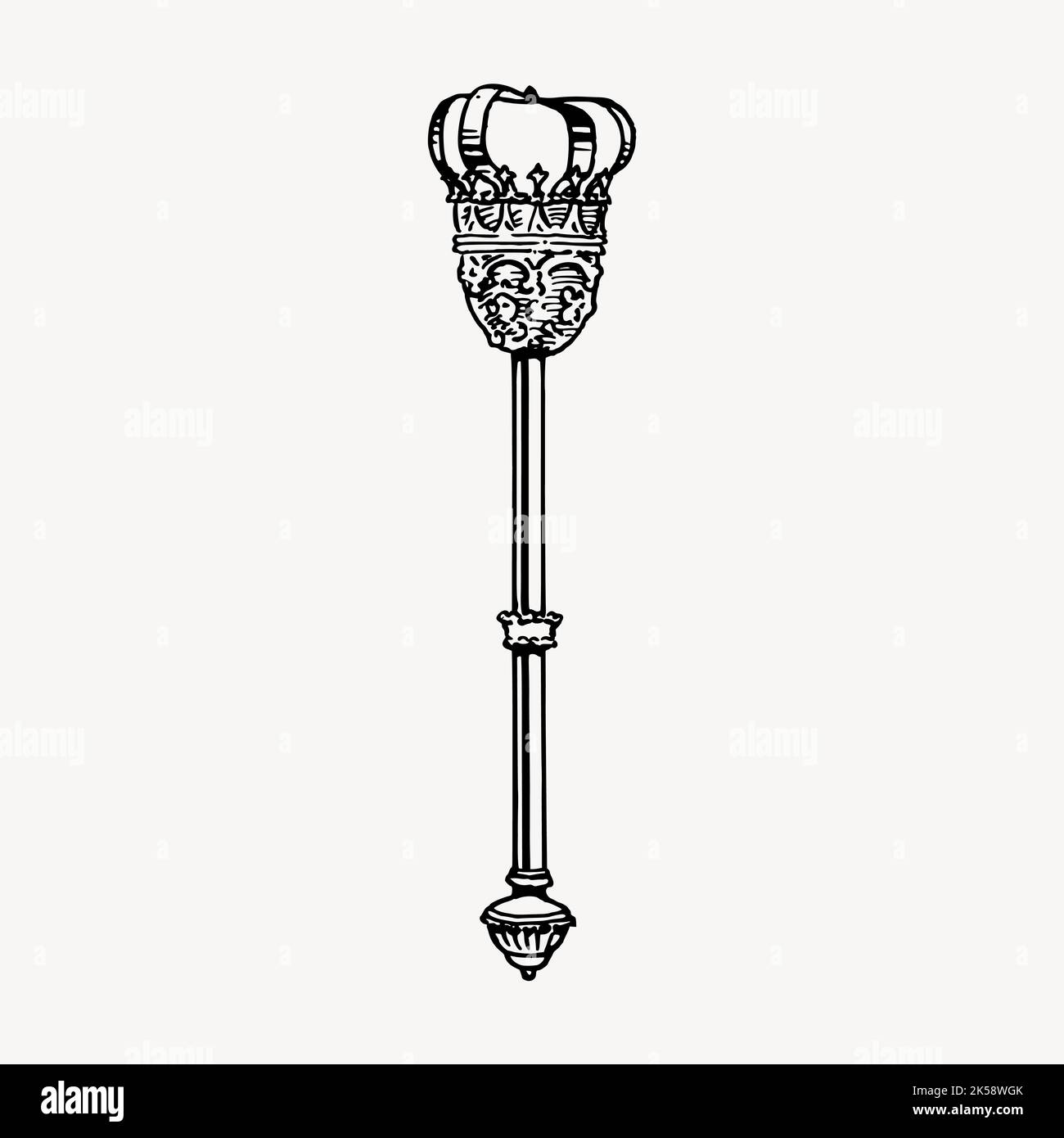Scepter clipart, vintage medieval royal illustration vector Stock ...