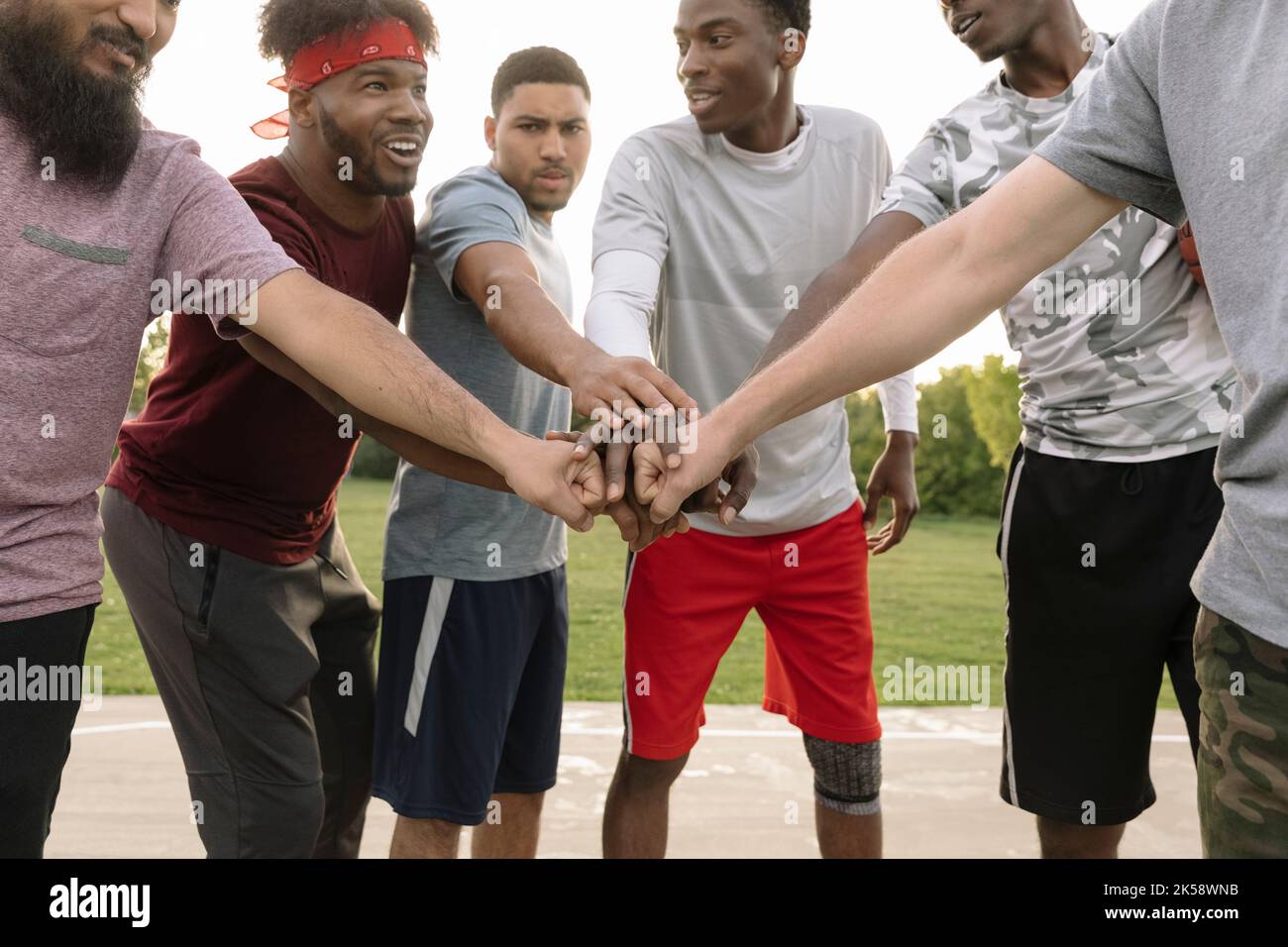 Sport team circle hands hi-res stock photography and images - Alamy