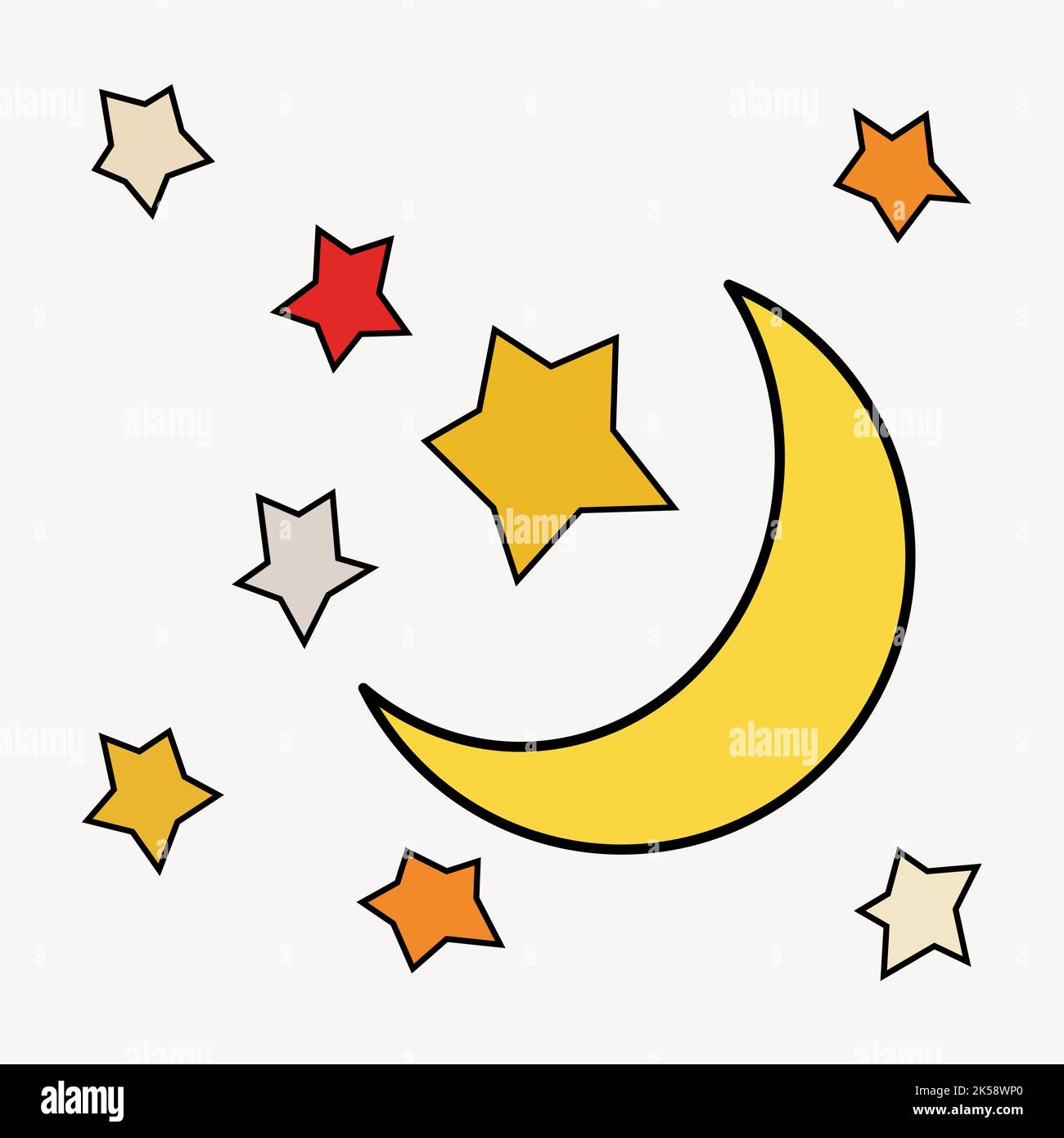 Crescent moon doodle sticker, space illustration vector Stock Vector ...