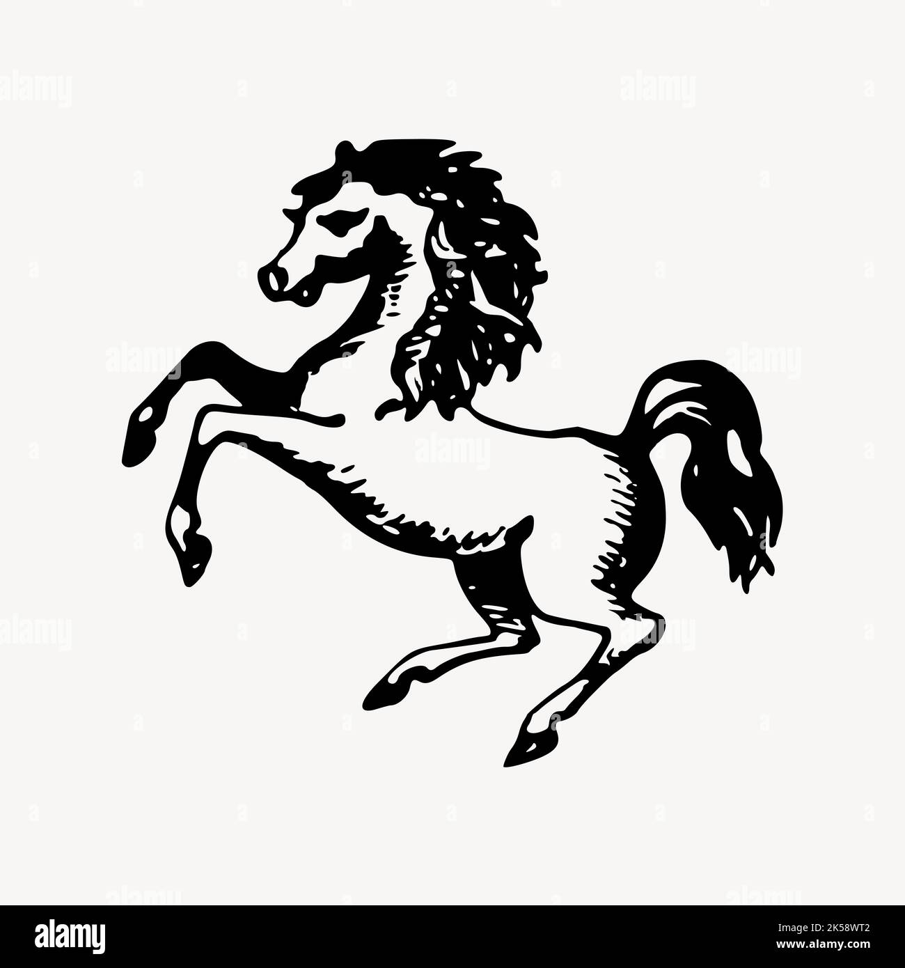 Rearing horse clipart, vintage animal illustration vector Stock Vector ...