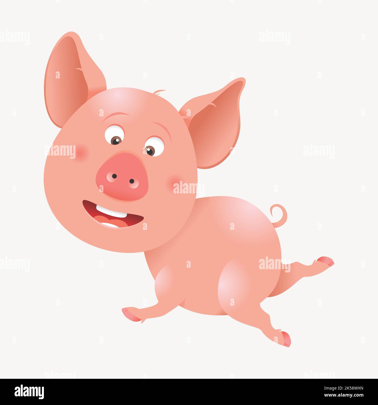 Smiling pig sticker, cartoon animal illustration vector Stock Vector ...