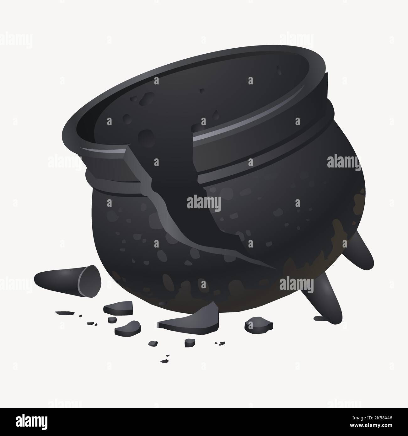 Cracked cauldron collage element, game icon illustration vector Stock ...